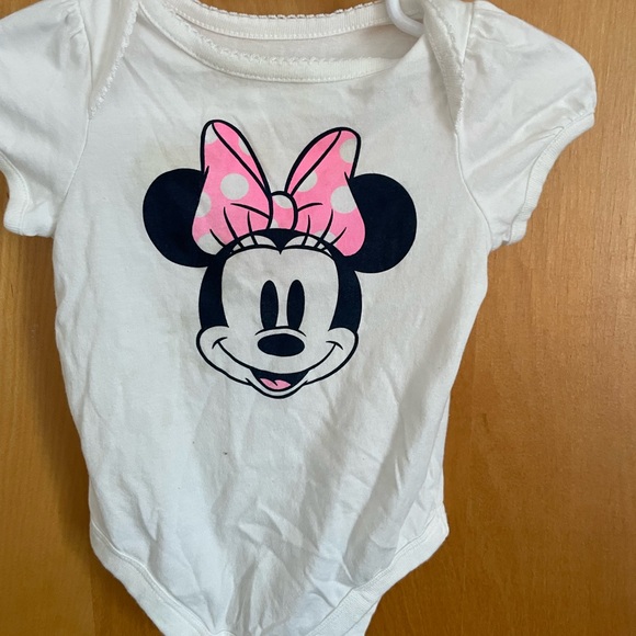 Disney | One Pieces | Disney Minnie Mouse Pink Bow White Bodysuit ...